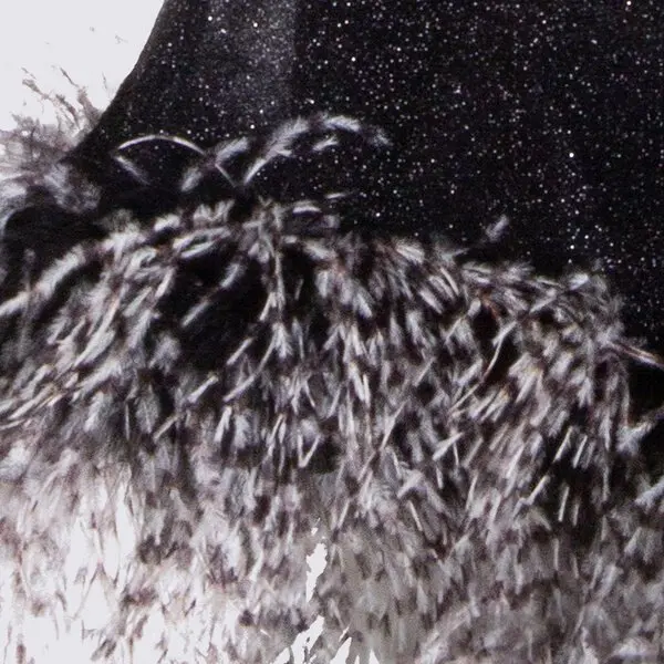 Oseree Lurex Feather Trimmed Knee-length Dress