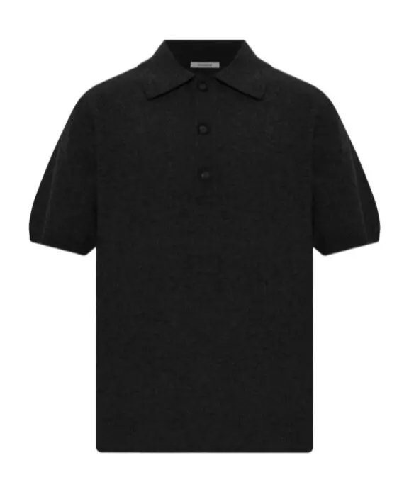 ENTIRE STUDIOS Buttoned Knit Polo Shirt - Black