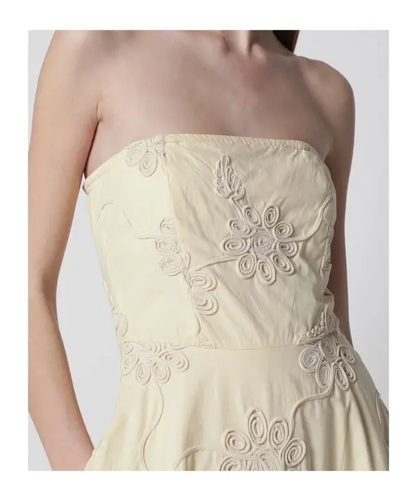 ROTATE BY BIRGER CHRISTENSEN Embroidered Floral Midi Dress - Yellow