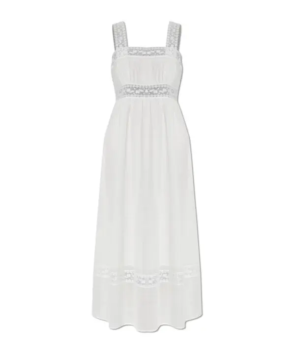Posse Midi Dress With Lace Inserts - White