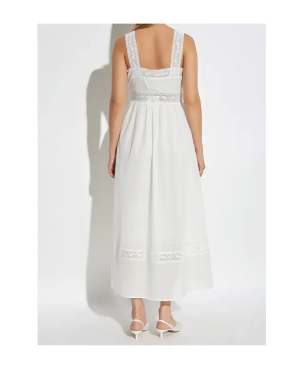 Posse Midi Dress With Lace Inserts - White