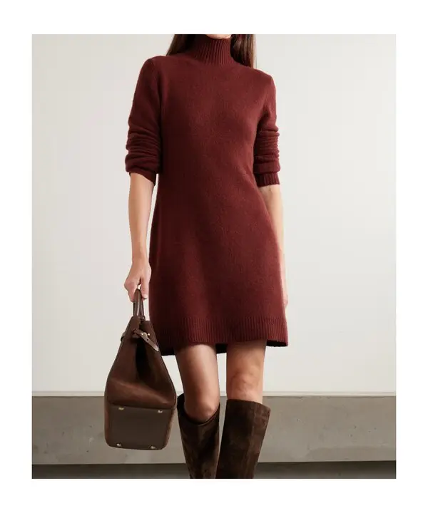 Max Mara High-neck Long-sleeved Ribbed Dress