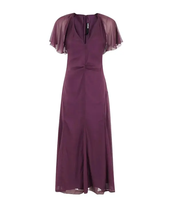 ROTATE BY BIRGER CHRISTENSEN V-neck Sheer Sleeve Dress - No