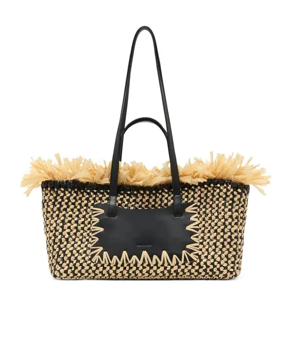 Ulla Johnson Lali Woven Tote Bag - Natural Black