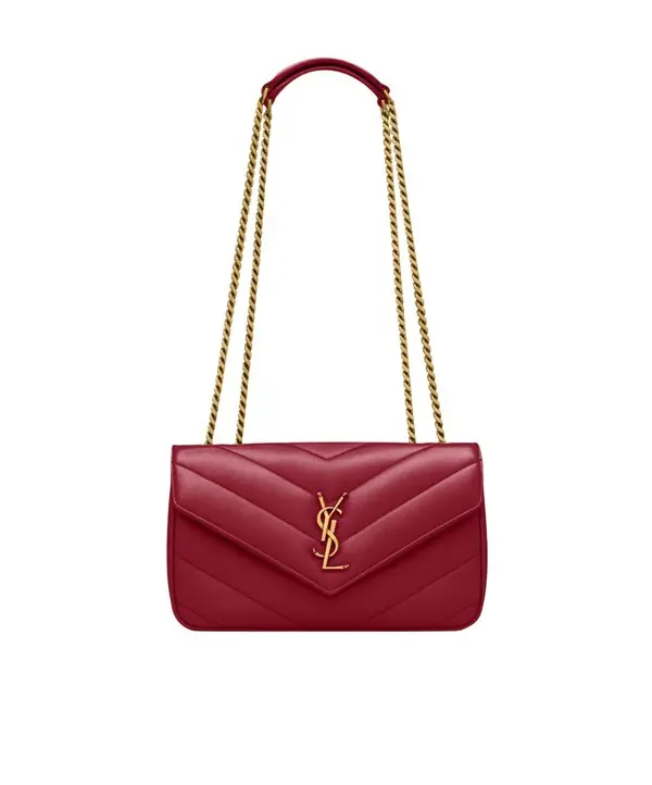 Saint Laurent Loulou Matelassé Small Shoulder Bag - Deep Red