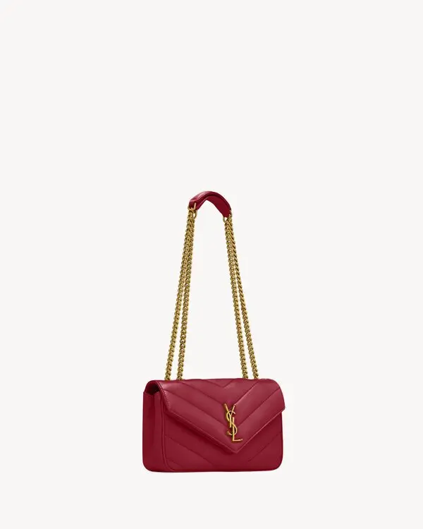 Saint Laurent Loulou Matelassé Small Shoulder Bag - Deep Red