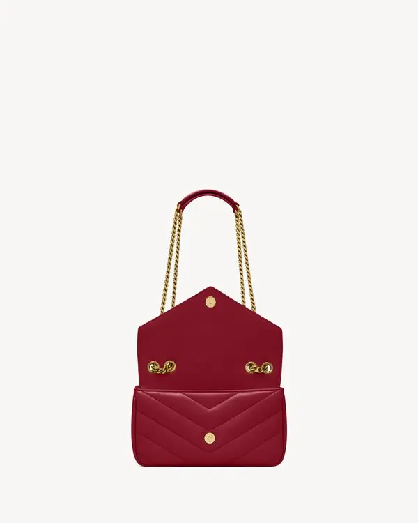Saint Laurent Loulou Matelassé Small Shoulder Bag - Deep Red