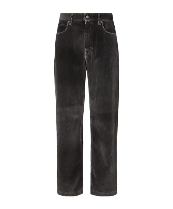 Fendi Straight-leg Corduroy Long Jeans - Black