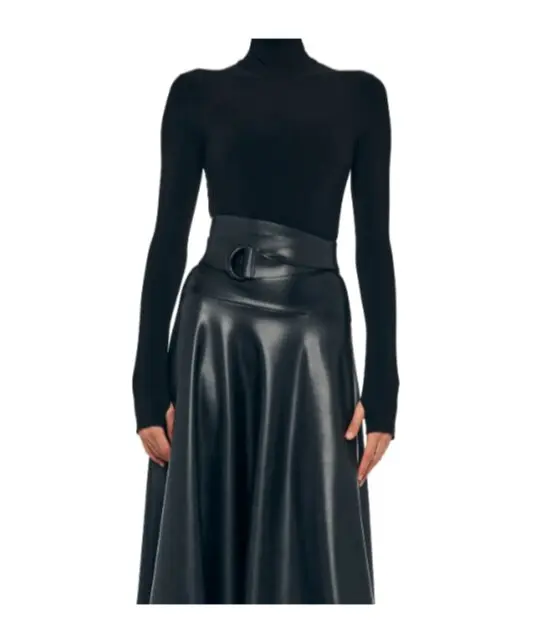 Norma Kamali Long Sleeve Open Back Turtleneck Bodysuit