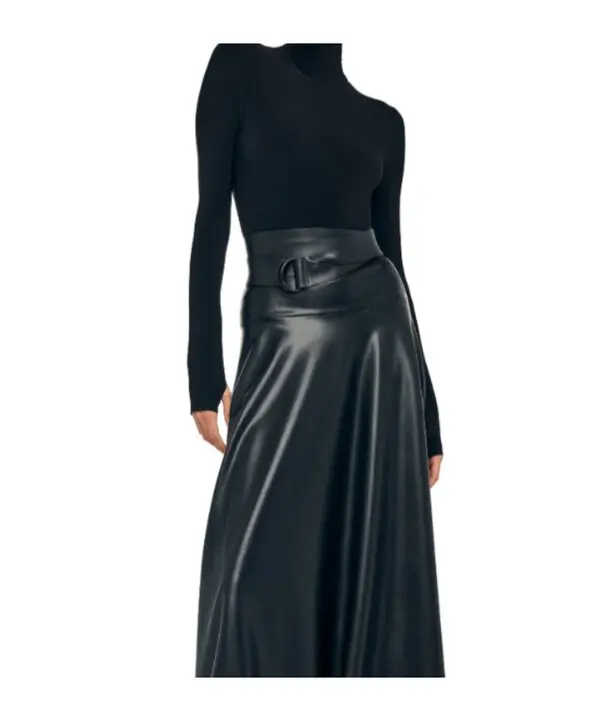 Norma Kamali Long Sleeve Open Back Turtleneck Bodysuit
