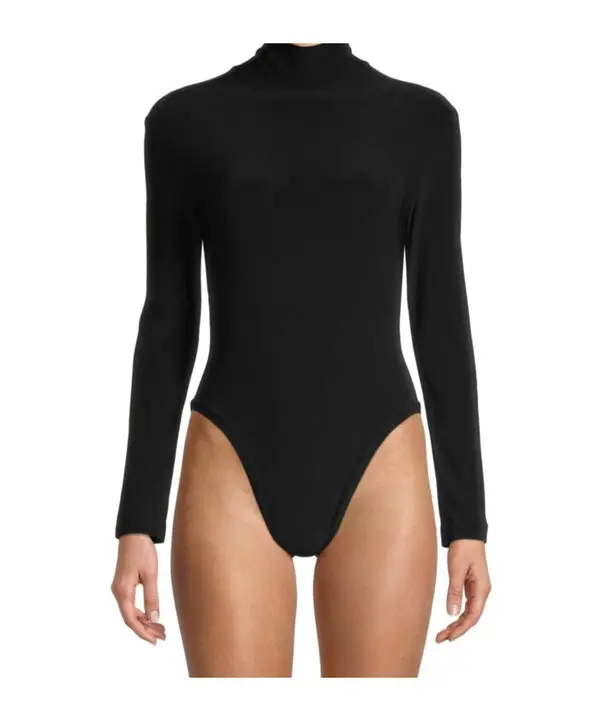 Norma Kamali Long Sleeve Open Back Turtleneck Bodysuit