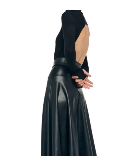 Norma Kamali Long Sleeve Open Back Turtleneck Bodysuit