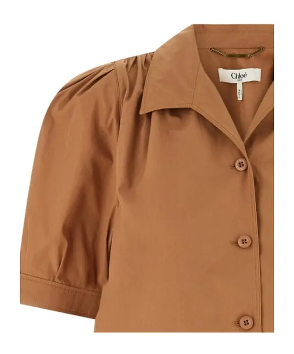Chloé Cotton Poplin Shirt With Short Sleeves - No