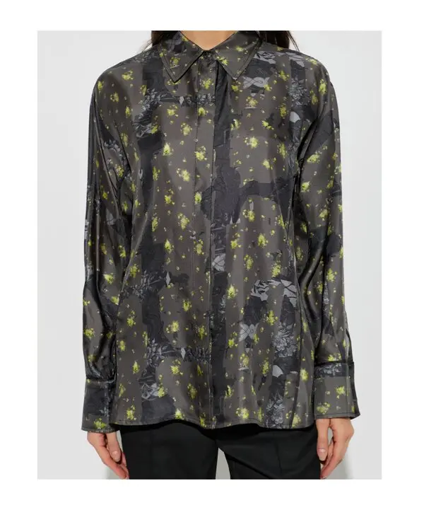GANNI Floral Print Silk Shirt