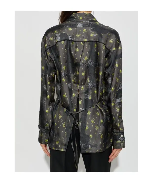 GANNI Floral Print Silk Shirt