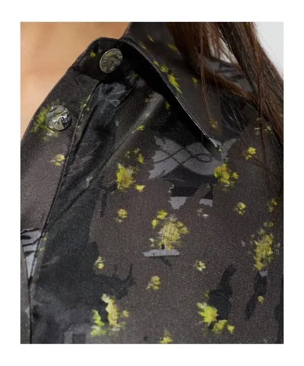 GANNI Floral Print Silk Shirt