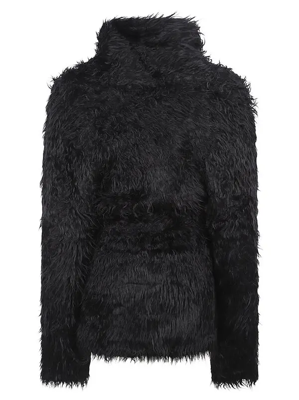 Balenciaga Belted Faux Fur Shawl Lapel Jacket