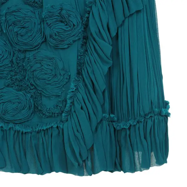 Dries Van Noten Sammy Bis Textured Midi Skirt With Floral Motifs - Green