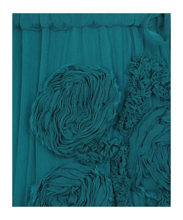Dries Van Noten Sammy Bis Textured Midi Skirt With Floral Motifs - Green