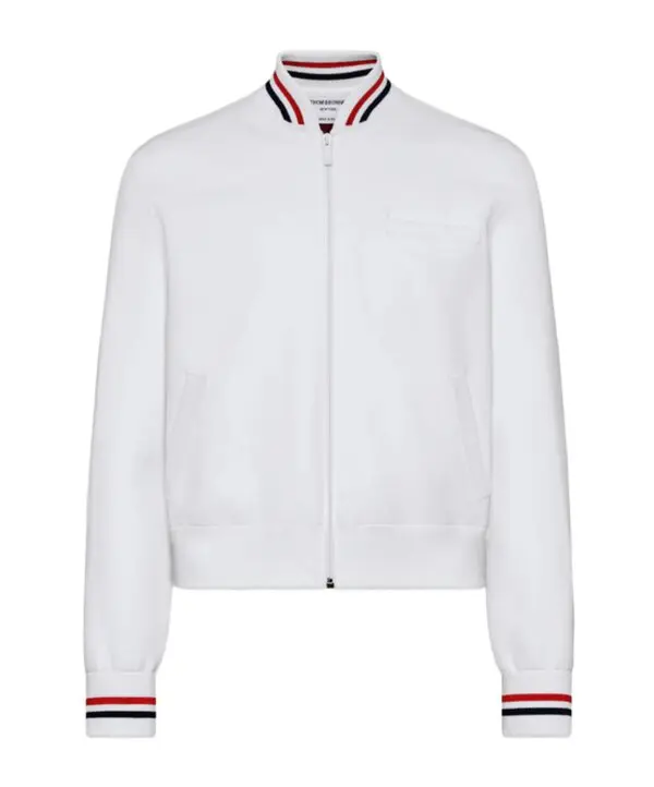 Thom Browne Intarsia Knit Bomber Jacket - White