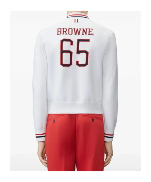 Thom Browne Intarsia Knit Bomber Jacket - White