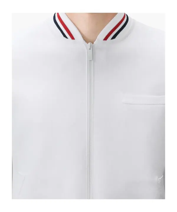 Thom Browne Intarsia Knit Bomber Jacket - White