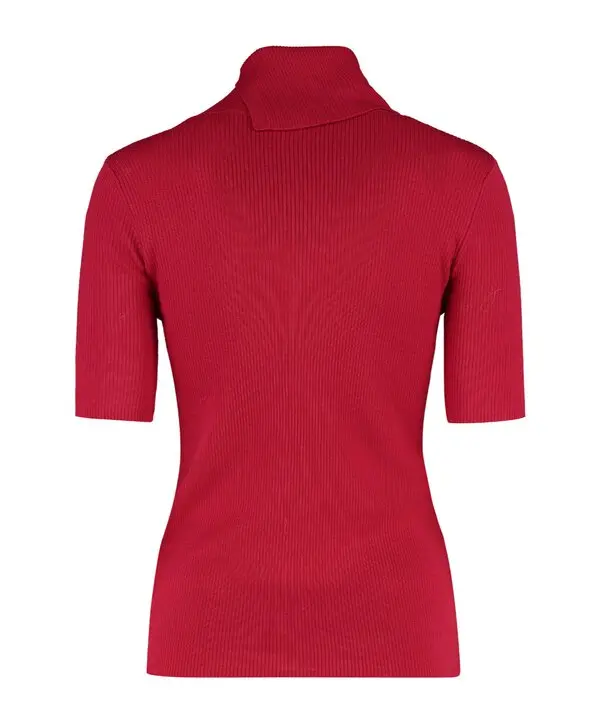 P.a.r.o.s.h Ribbed-knit Turtleneck Short-sleeve Jumper - Red