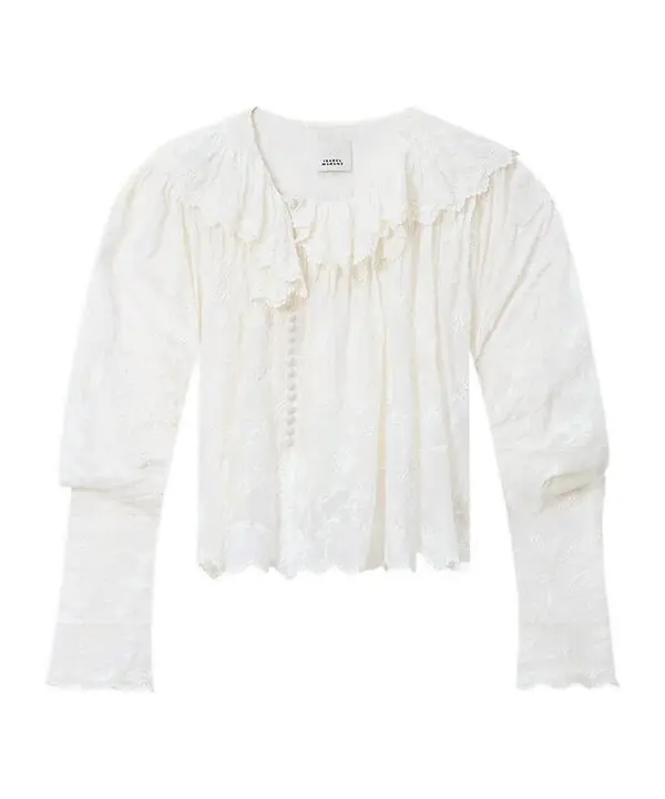 Isabel Marant Étoile Zelly Frilly Floral Top - White
