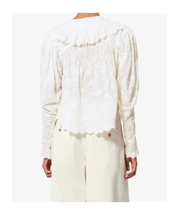 Isabel Marant Étoile Zelly Frilly Floral Top - White