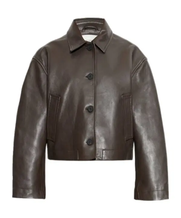 Studio Nicholson Buttoned Lambskin Leather Jacket - Cocoa