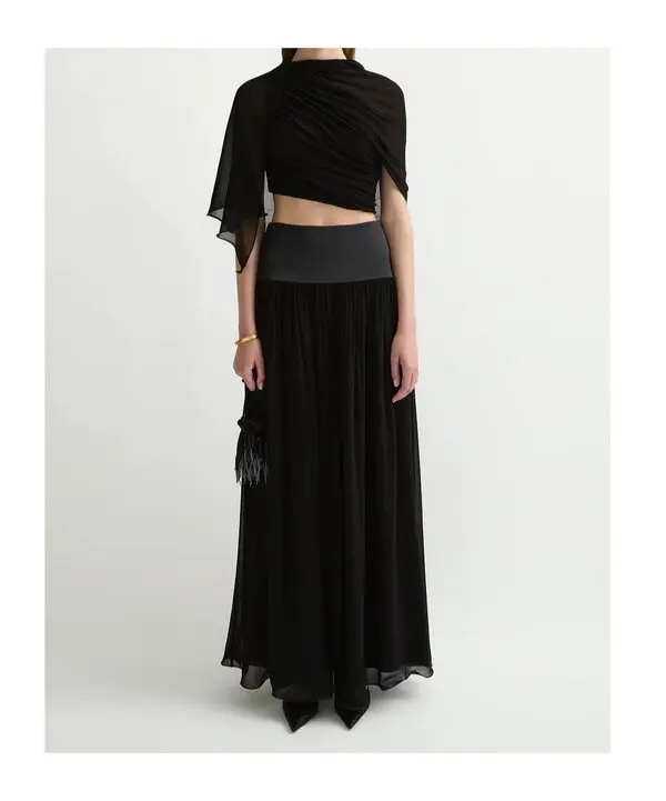 Posse Solene Gathered Maxi Skirt - Black