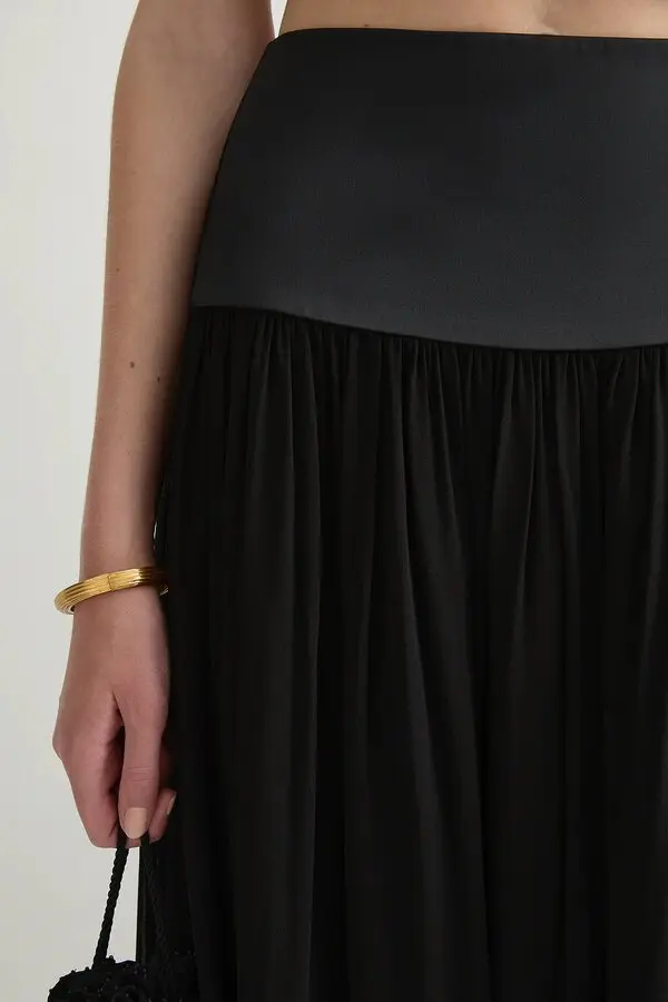 Posse Solene Gathered Maxi Skirt - Black
