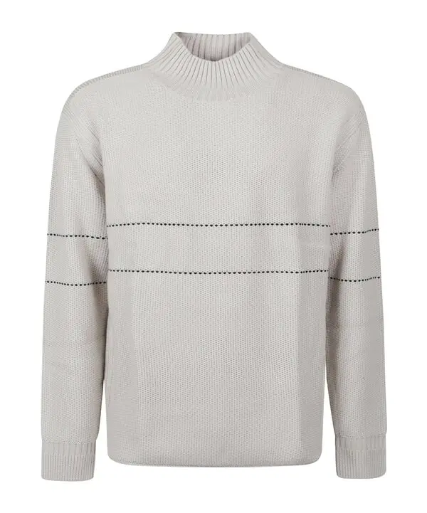 Emporio Armani High-neck Striped Sweater - White