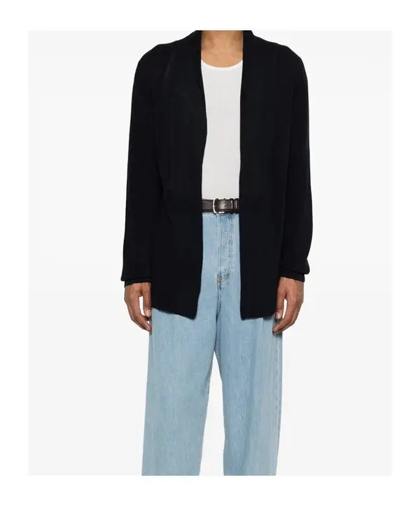 ROBERTO COLLINA Long-sleeved Cardigan With Ribbed Trim - Black
