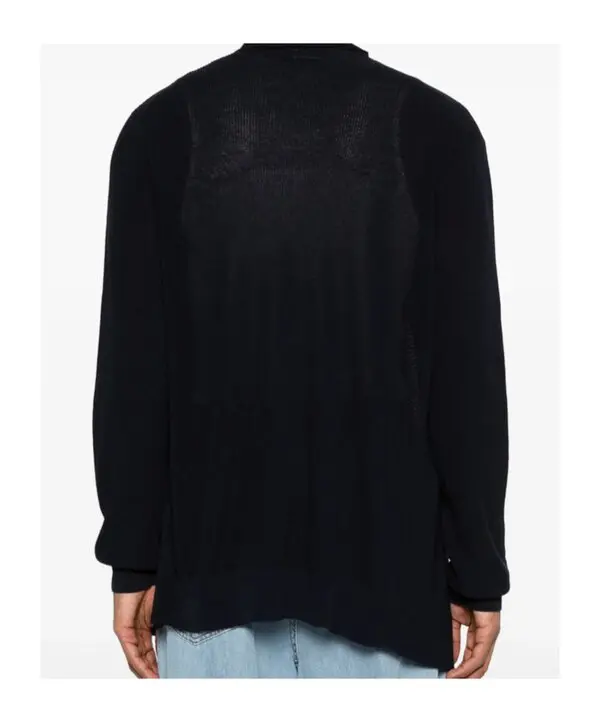 ROBERTO COLLINA Long-sleeved Cardigan With Ribbed Trim - Black
