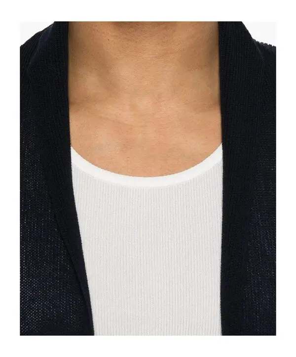 ROBERTO COLLINA Long-sleeved Cardigan With Ribbed Trim - Black