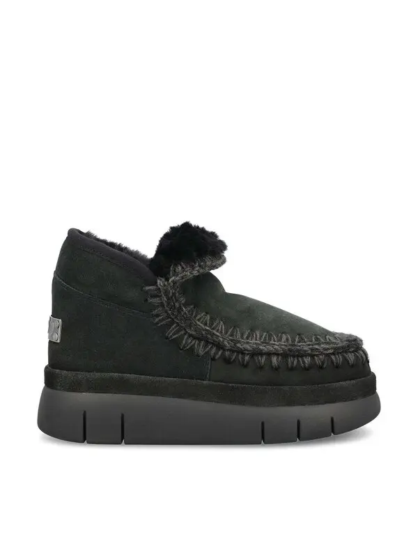 Mou Platform Ankle Boots With Round Toe And Pull-on Design - Black