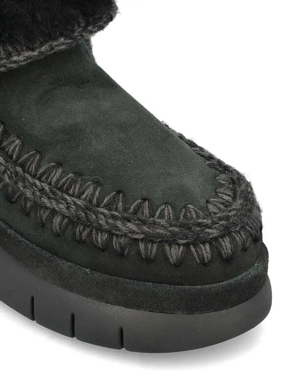 Mou Platform Ankle Boots With Round Toe And Pull-on Design - Black