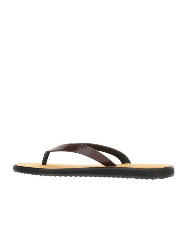 THE ROW Round Toe Flip Flops - Black