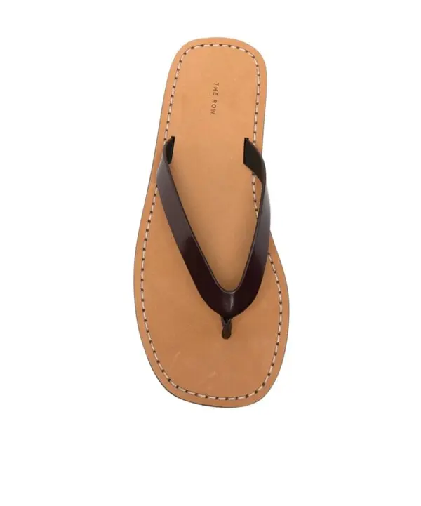 THE ROW Round Toe Flip Flops - Black