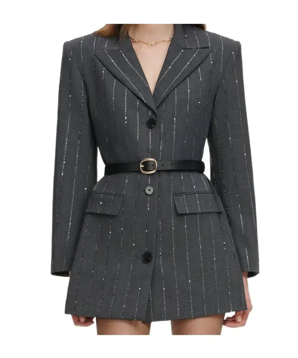 SELF-PORTRAIT Rhinestone Embellished Belted Blazer