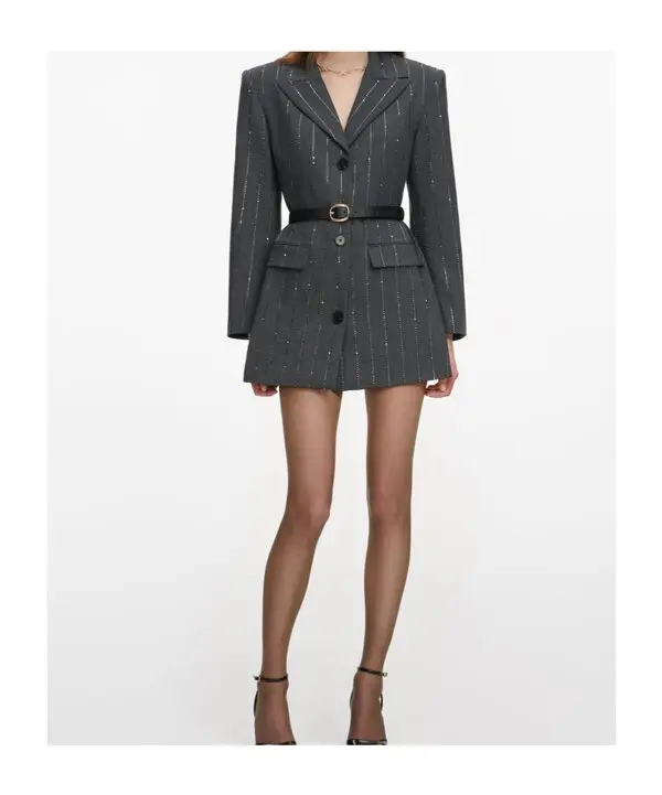 SELF-PORTRAIT Rhinestone Embellished Belted Blazer