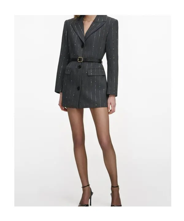 SELF-PORTRAIT Rhinestone Embellished Belted Blazer