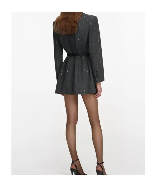 SELF-PORTRAIT Rhinestone Embellished Belted Blazer