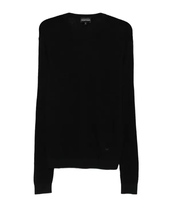 Emporio Armani Textured Wool Sweater - Black