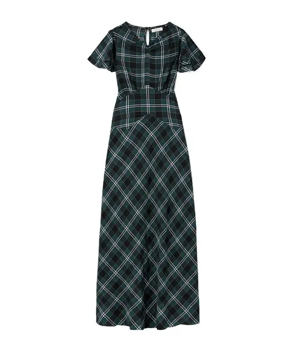 DÔEN Seraphine Checked Cotton-twill Midi Dress - Dark Green