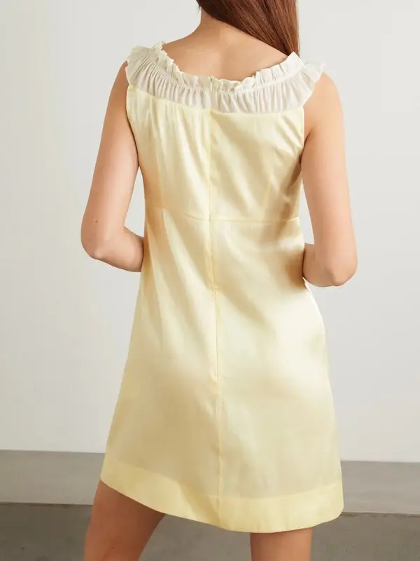 SHUSHU/TONG Ruffled Chiffon-trimmed Satin Mini Dress