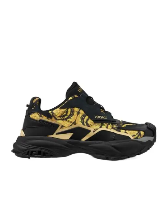 Versace Barocco Print Sneakers - Black  Gold