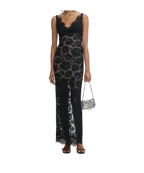 SELF-PORTRAIT Floral Lace Maxi Dress