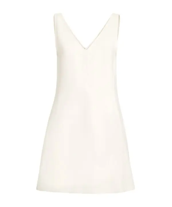 Brunello Cucinelli V-neck Sleeveless Twill Mini Dress - Cream